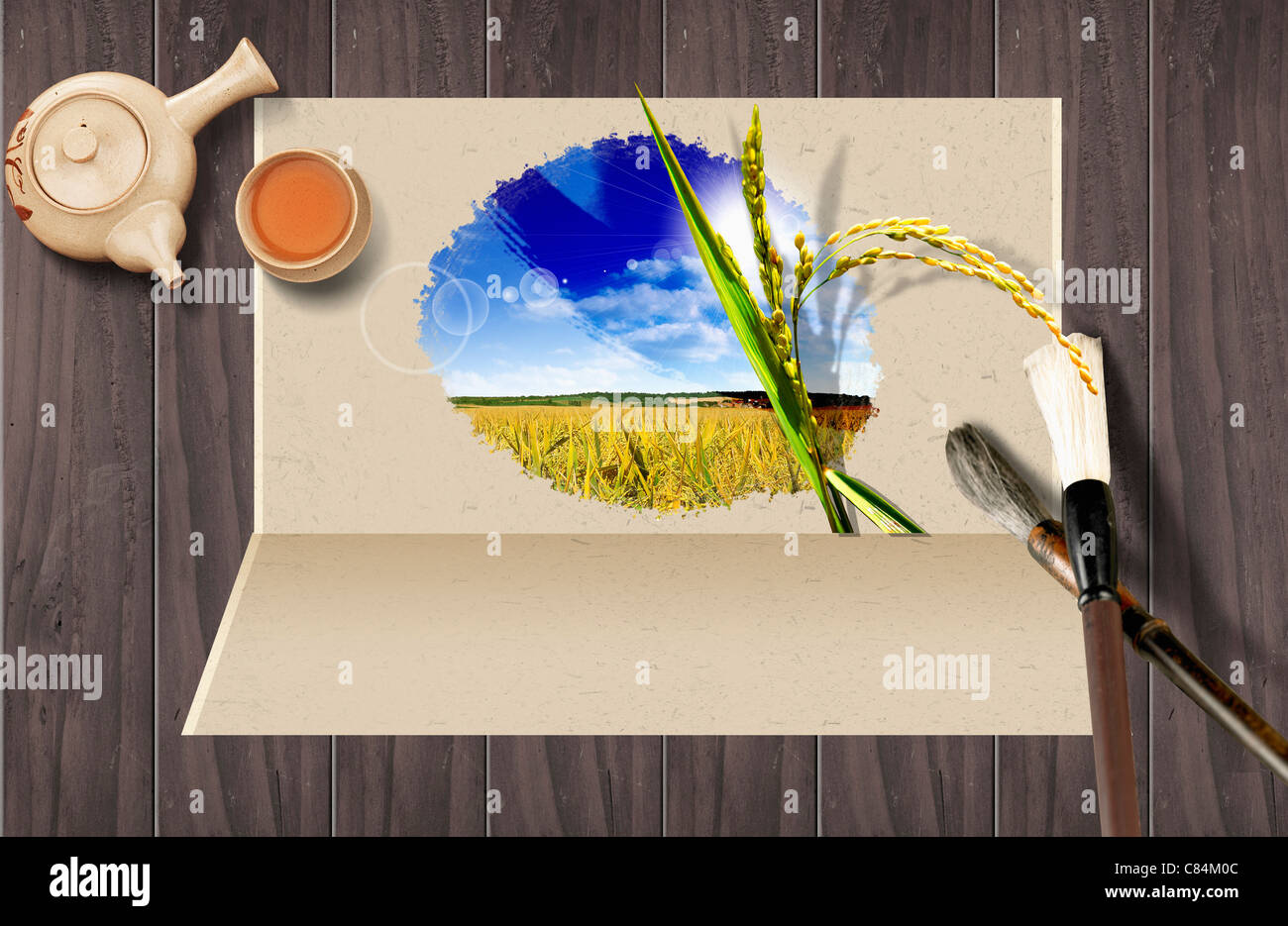 The image of envelope and fall decorations Stock Photo - Alamy