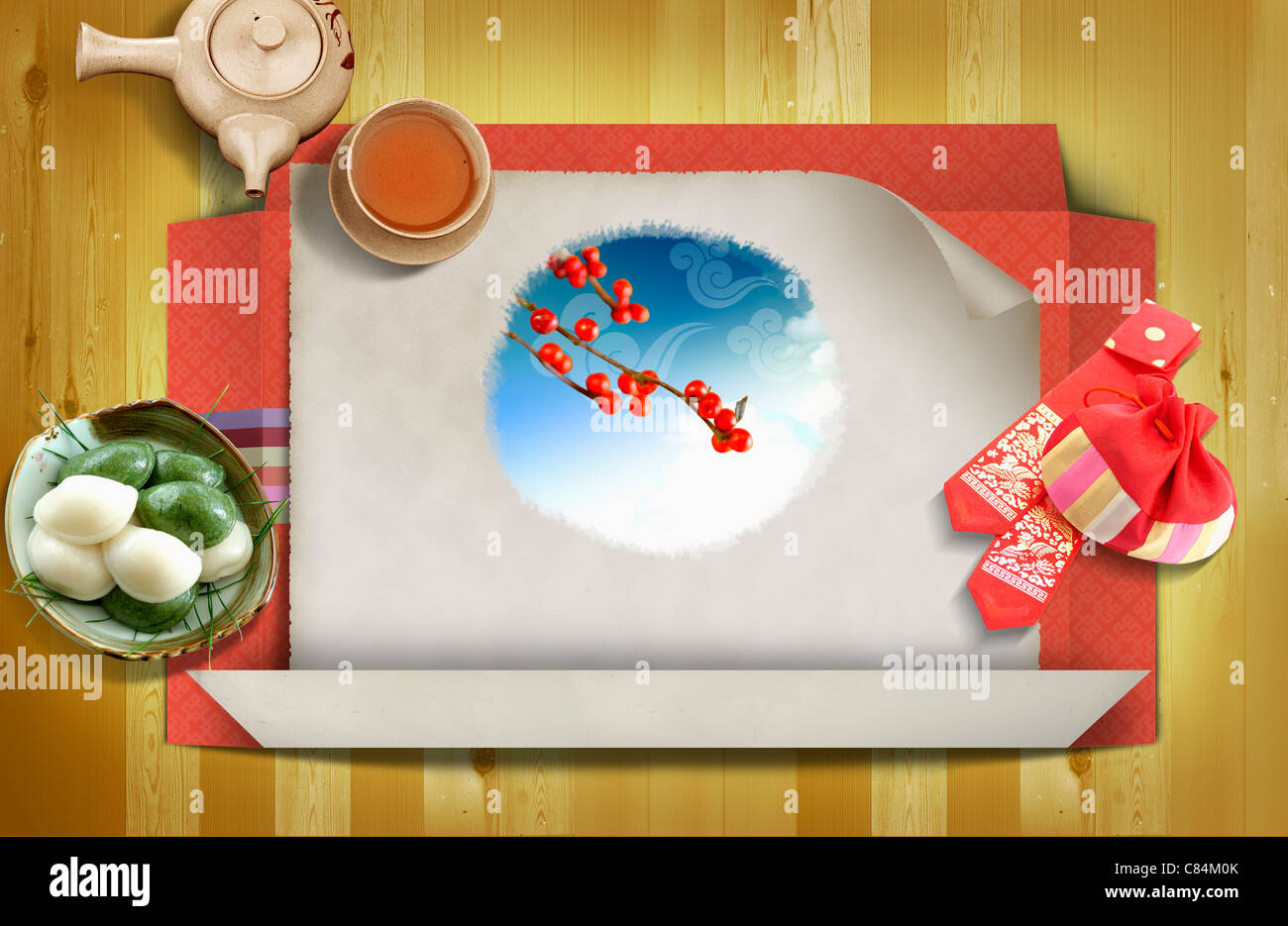 The image of card and Chuseok decorations Stock Photo - Alamy