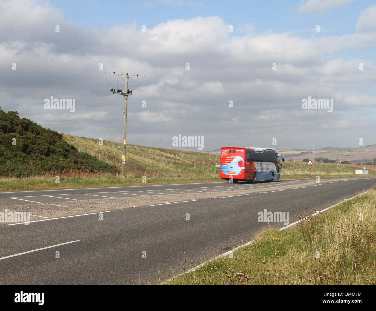 X7 bus on A92 near Gourdon Scotland October 2011 Stock Photo - Alamy