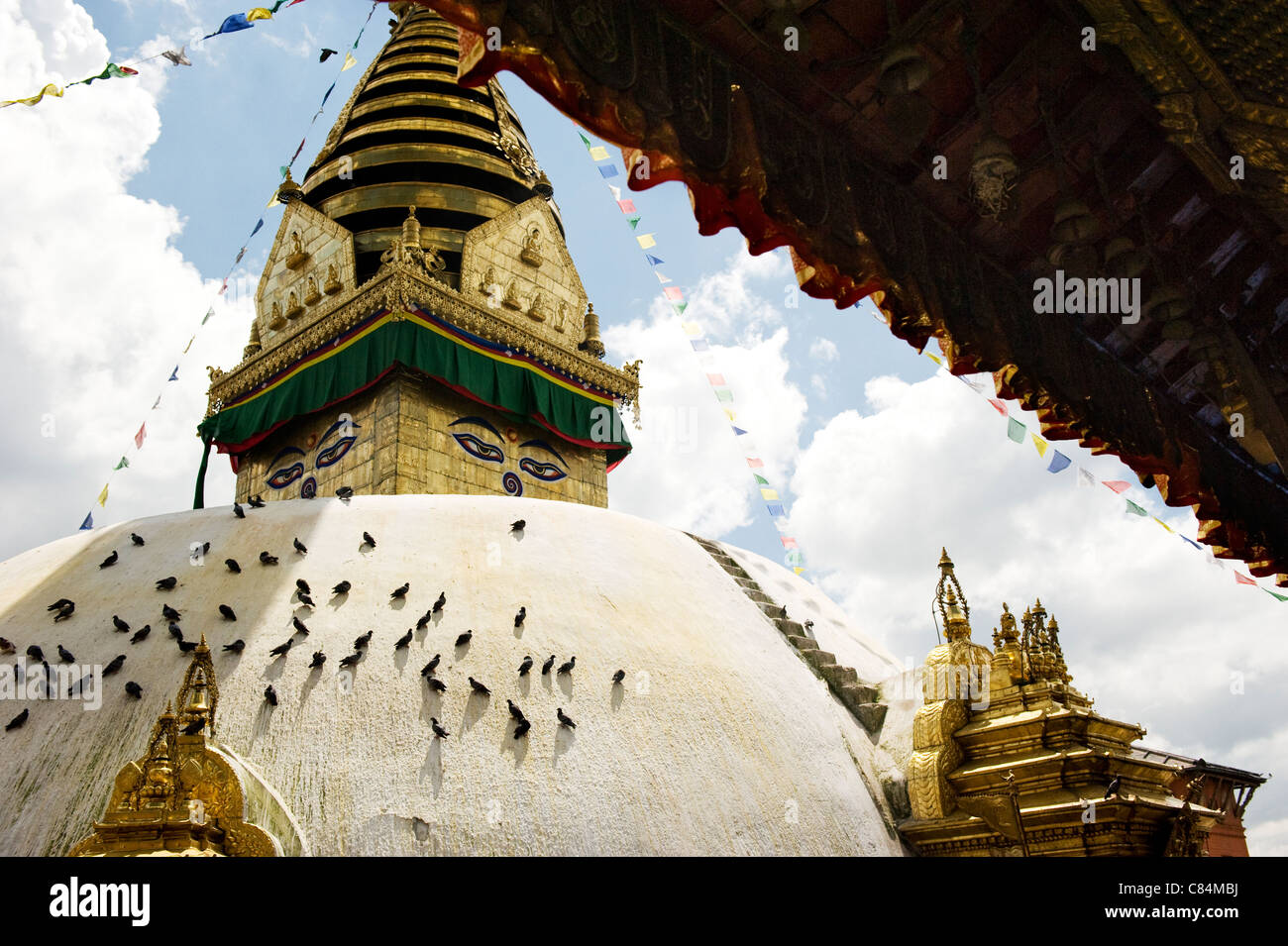 The Buddhist temple of Swayambhunath - also known as Monkey Temple ...