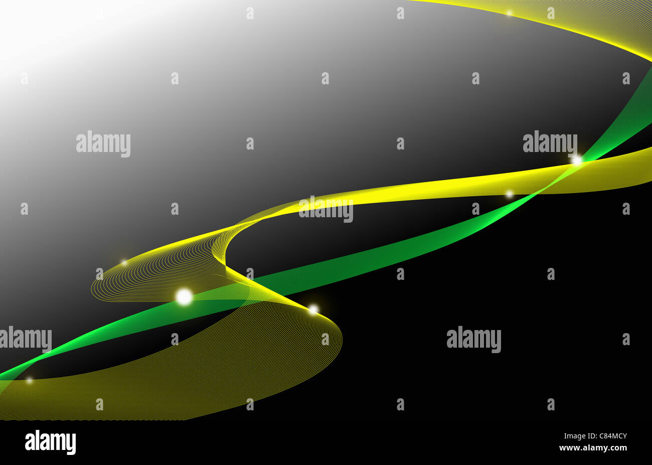 Abstractive image of black background and yellow, green lines Stock ...