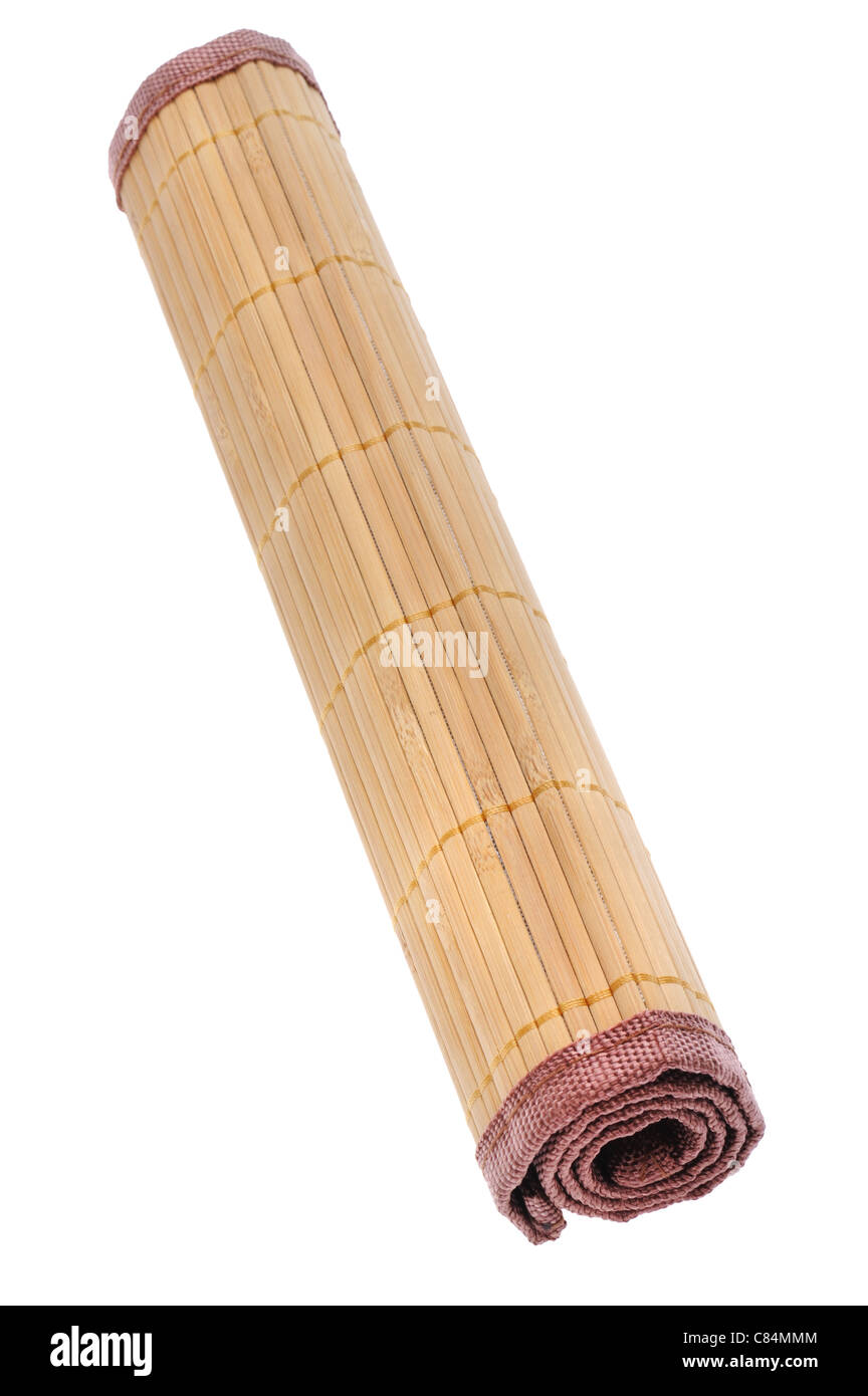 object on white - bamboo mat close up Stock Photo - Alamy