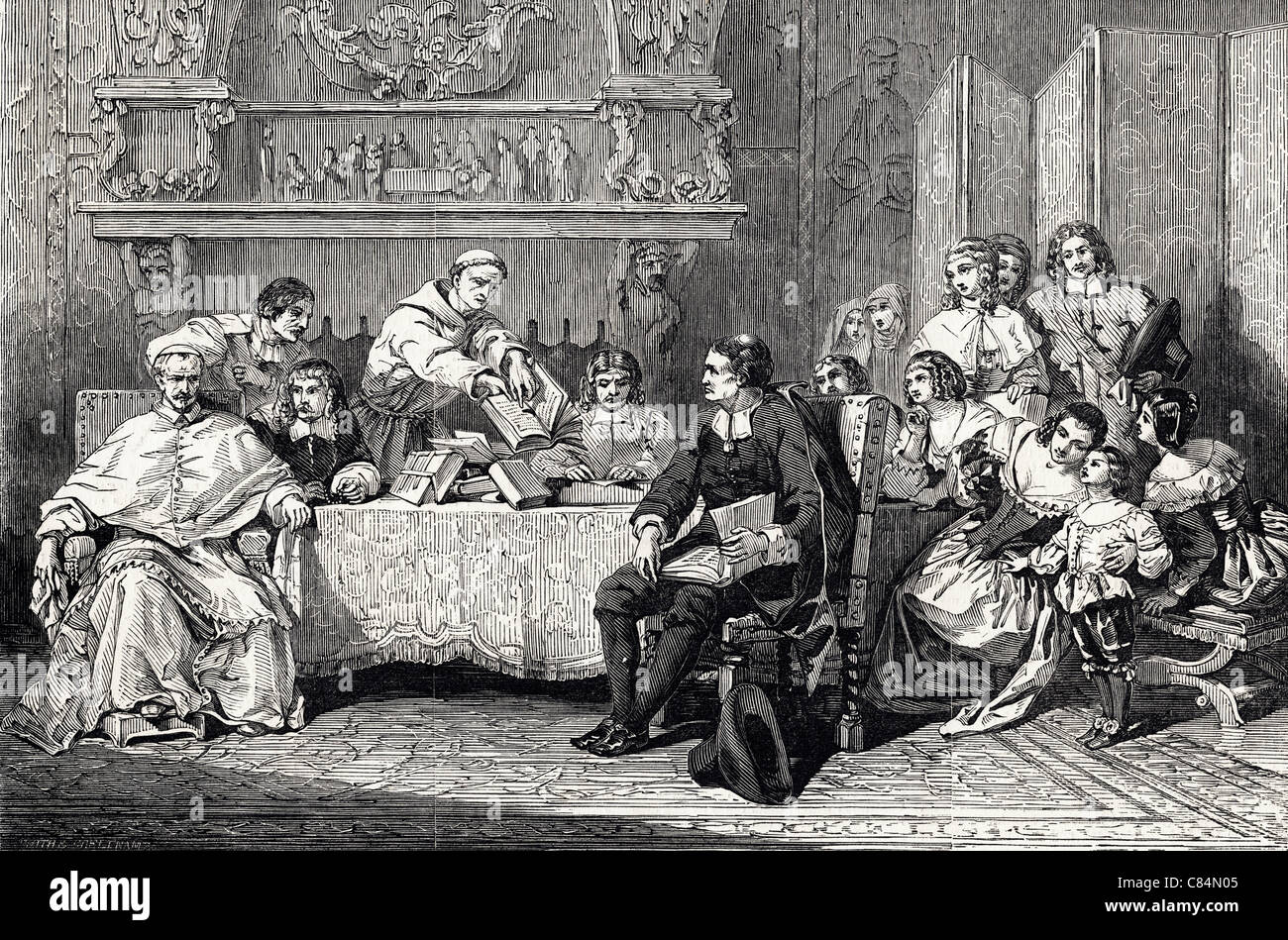 Victorian engraving circa 1849 of RELIGIOUS CONTROVERSY IN THE TIME OF ...