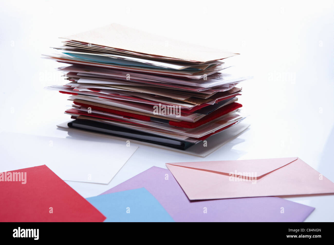 Colorful envelopes with white background Stock Photo - Alamy