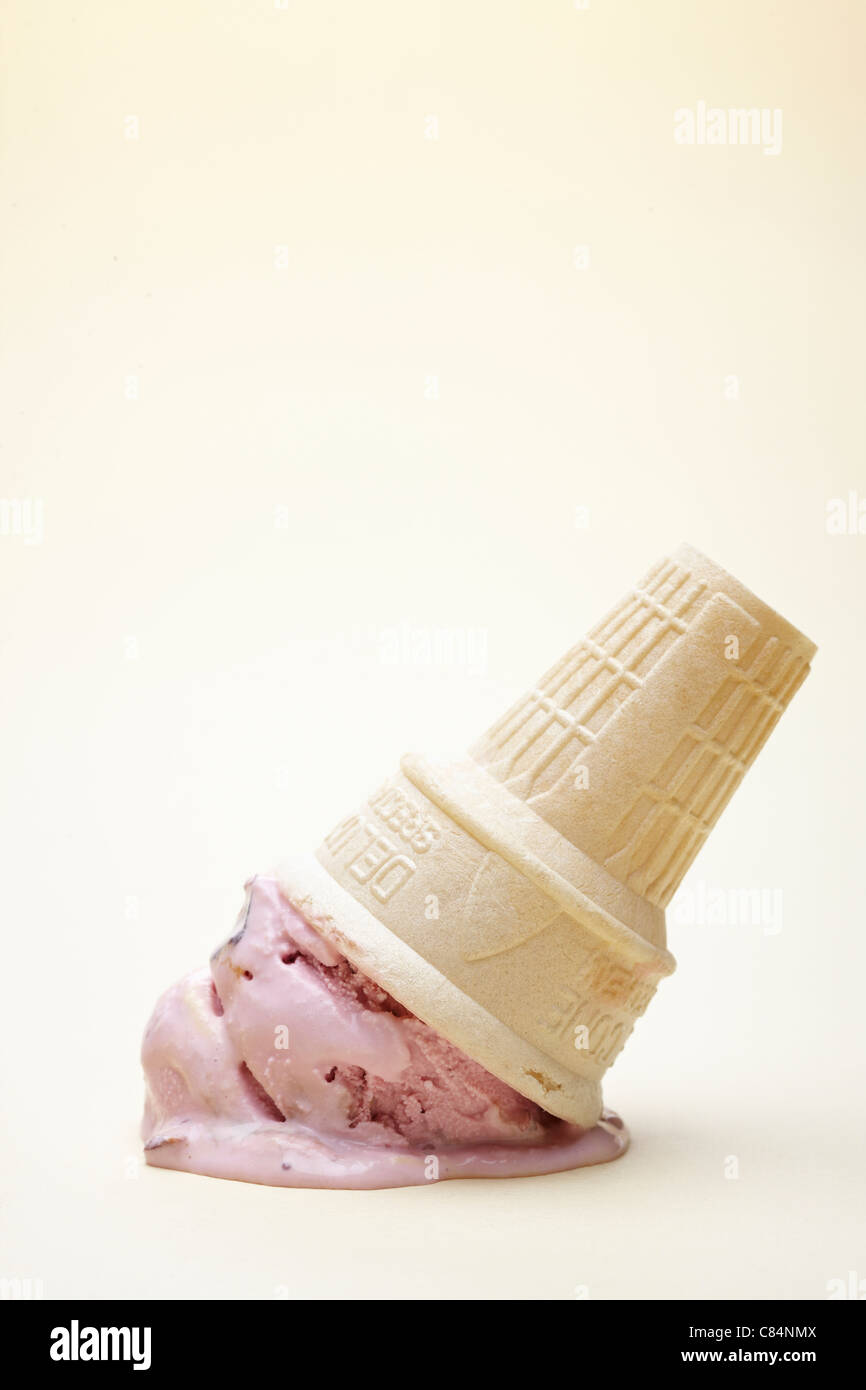 Crushed strawberry ice cream cone Stock Photo - Alamy