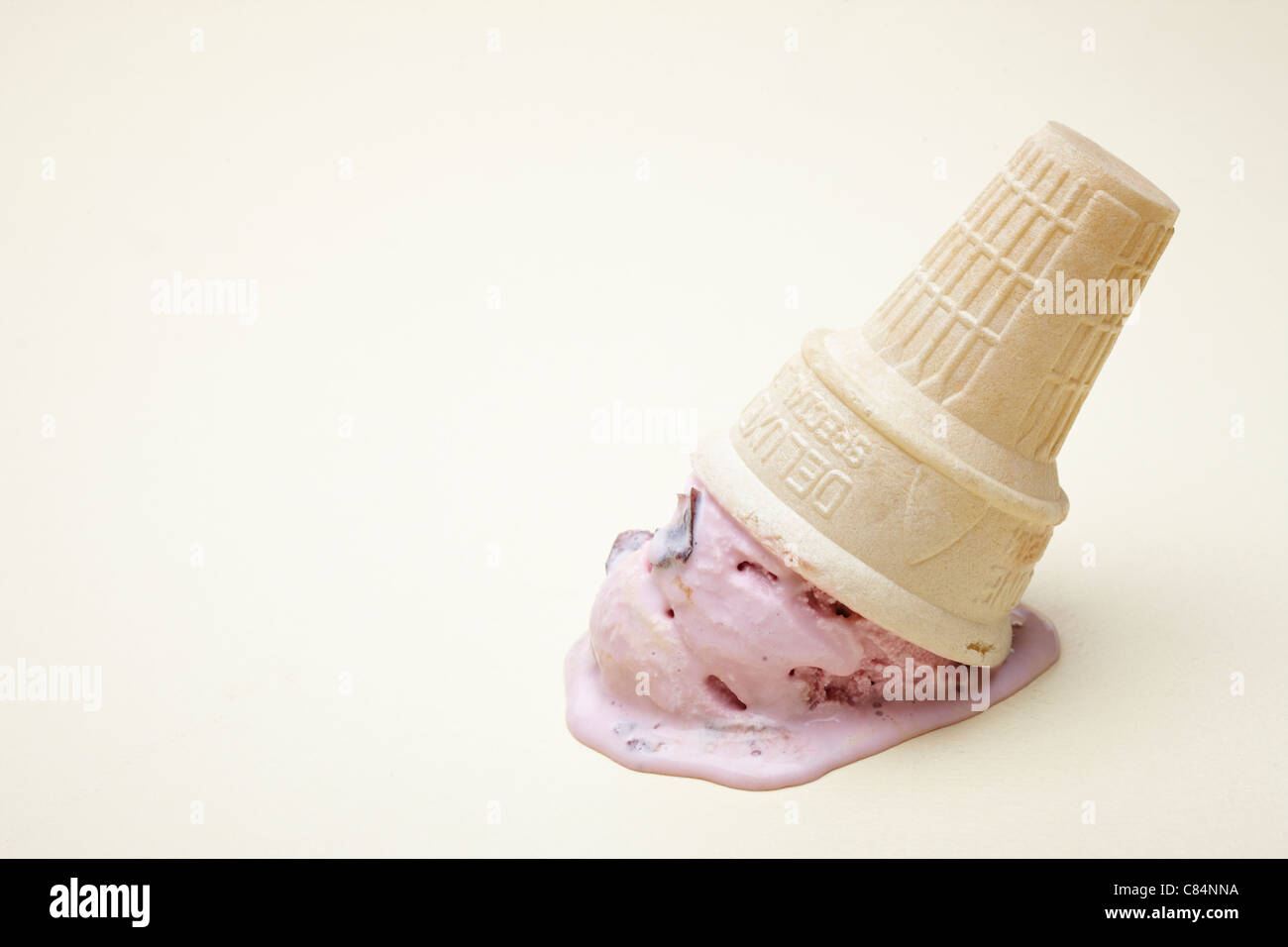 Crushed strawberry ice cream cone Stock Photo - Alamy