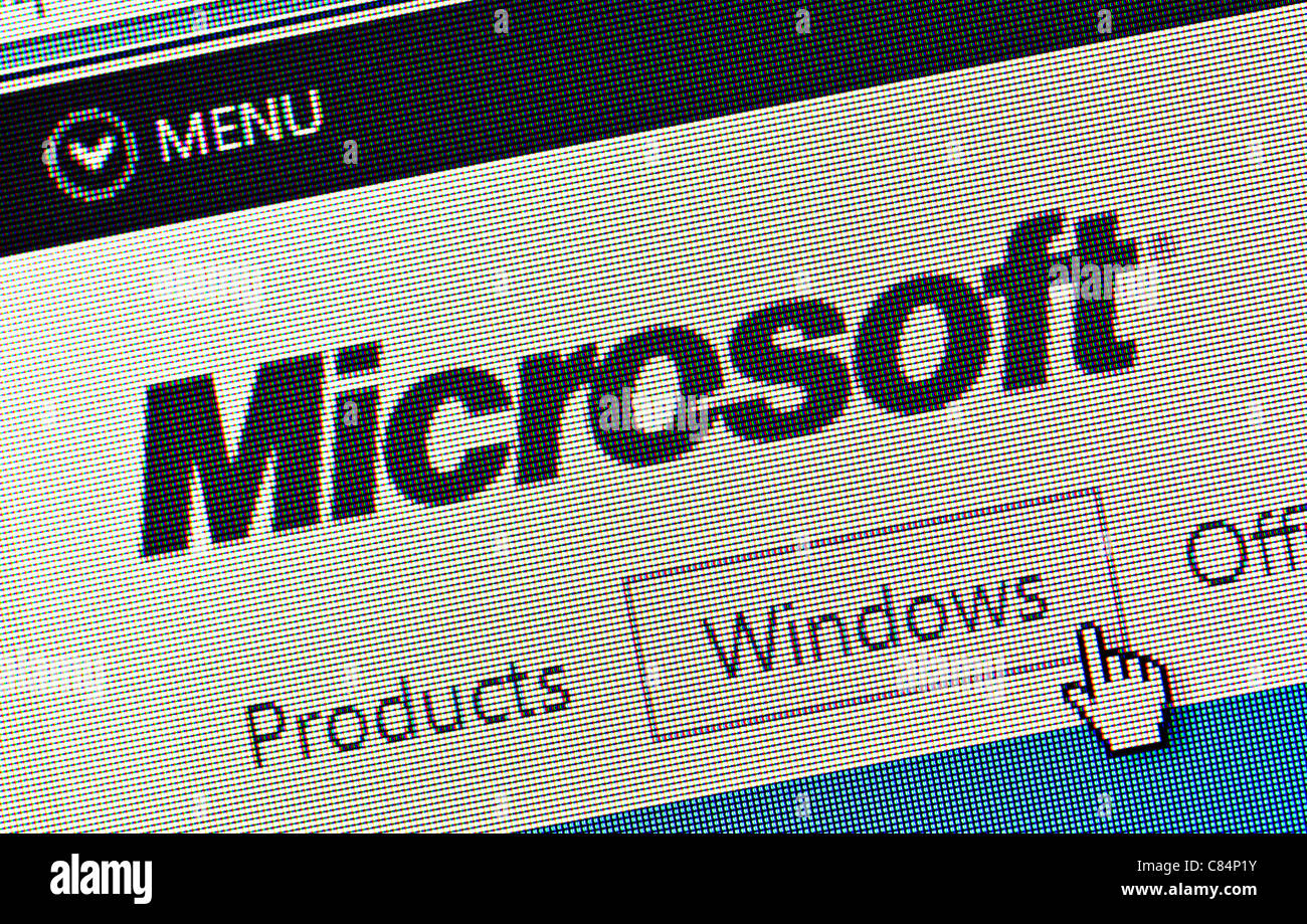 Microsoft logo and website close up Stock Photo - Alamy