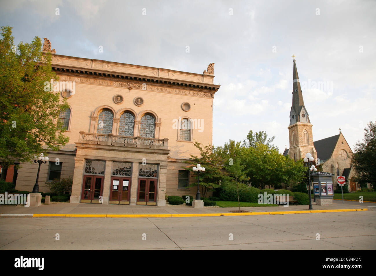 Third 3rd Street and St Pauls Lutheran Church in historic downtown Red ...