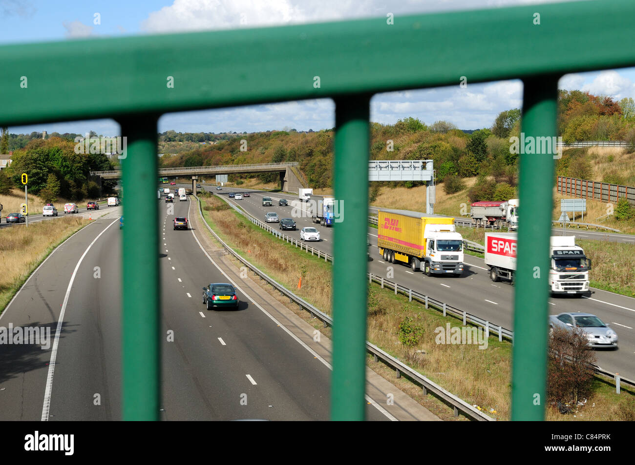 M1 Motorway Foot Bridge J28 Nottinghamshire/Derbyshire Border Stock ...