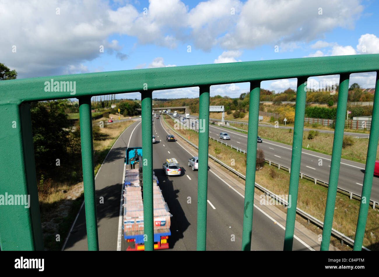 M1 Motorway Foot Bridge J28 Nottinghamshire/Derbyshire Border Stock ...