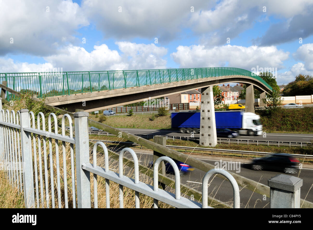 M1 Motorway Foot Bridge J28 Nottinghamshire/Derbyshire Border Stock ...