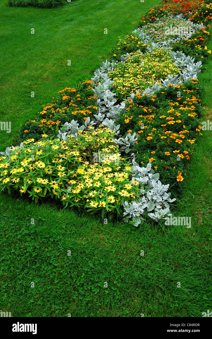 Long linear flower bed with diamond shapes within Stock Photo - Alamy