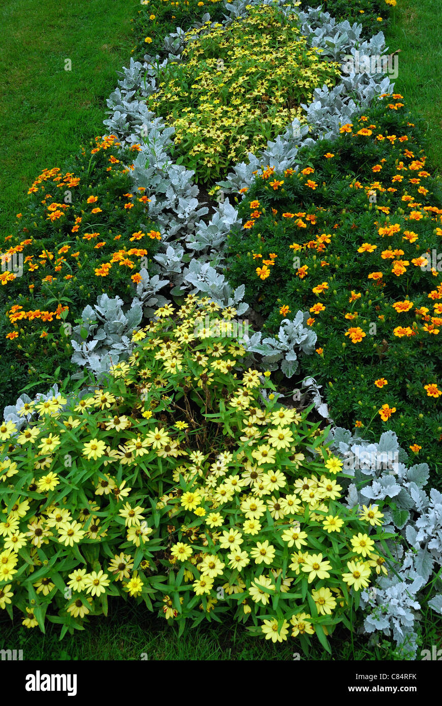Long linear flower bed with diamond shapes within Stock Photo - Alamy