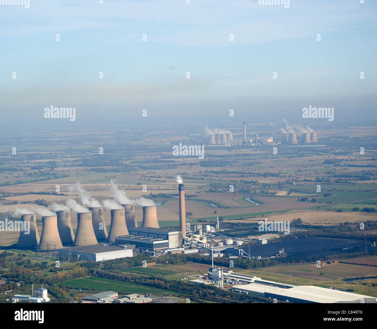 Eggborough & Drax Power Stations, Yorkshire, Northern England, from the ...