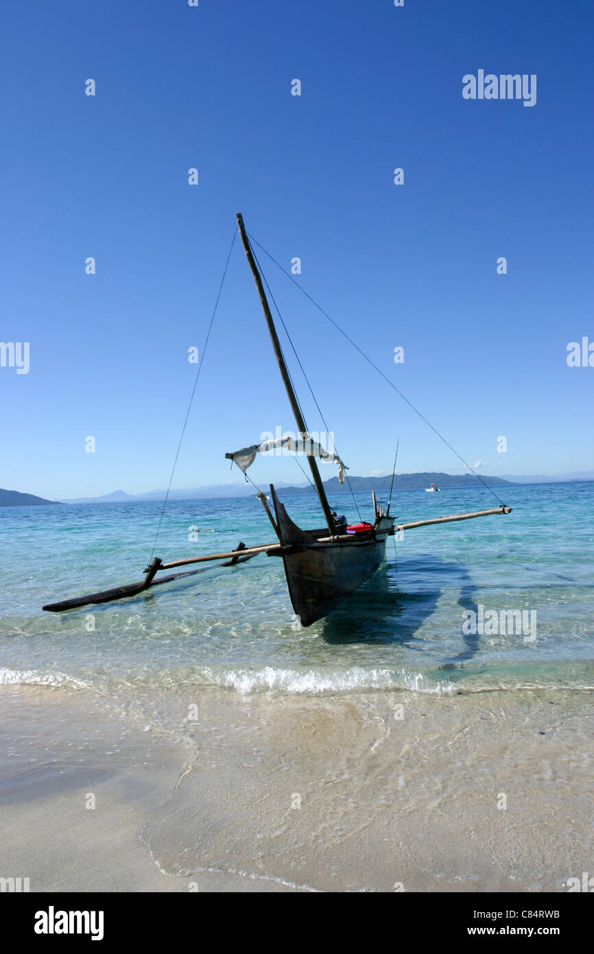 Typical Malagasy sailing wood boat in Indian Ocean Madagascar Nosy ...