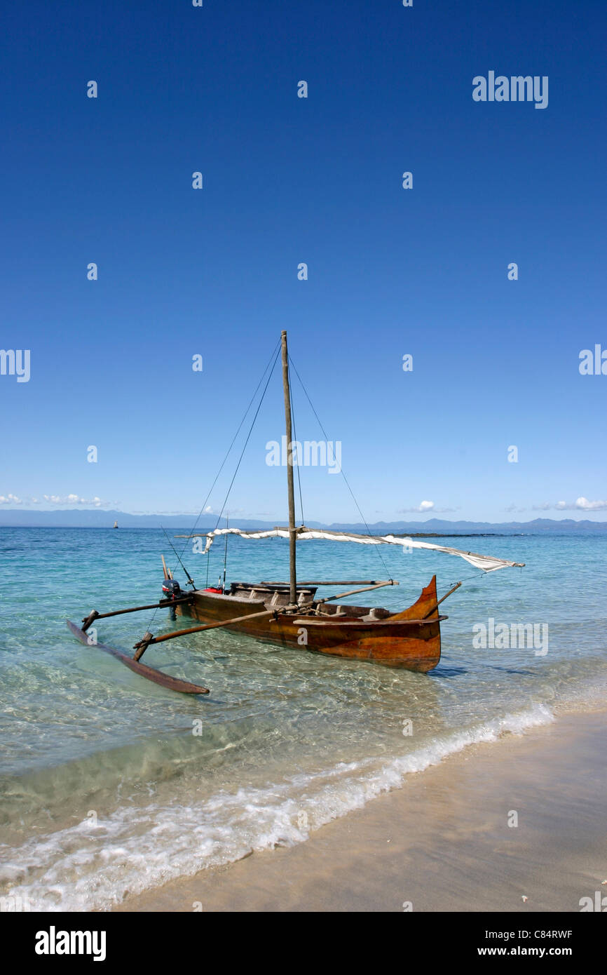 Typical Malagasy sailing wood boat in Indian Ocean Madagascar Nosy ...