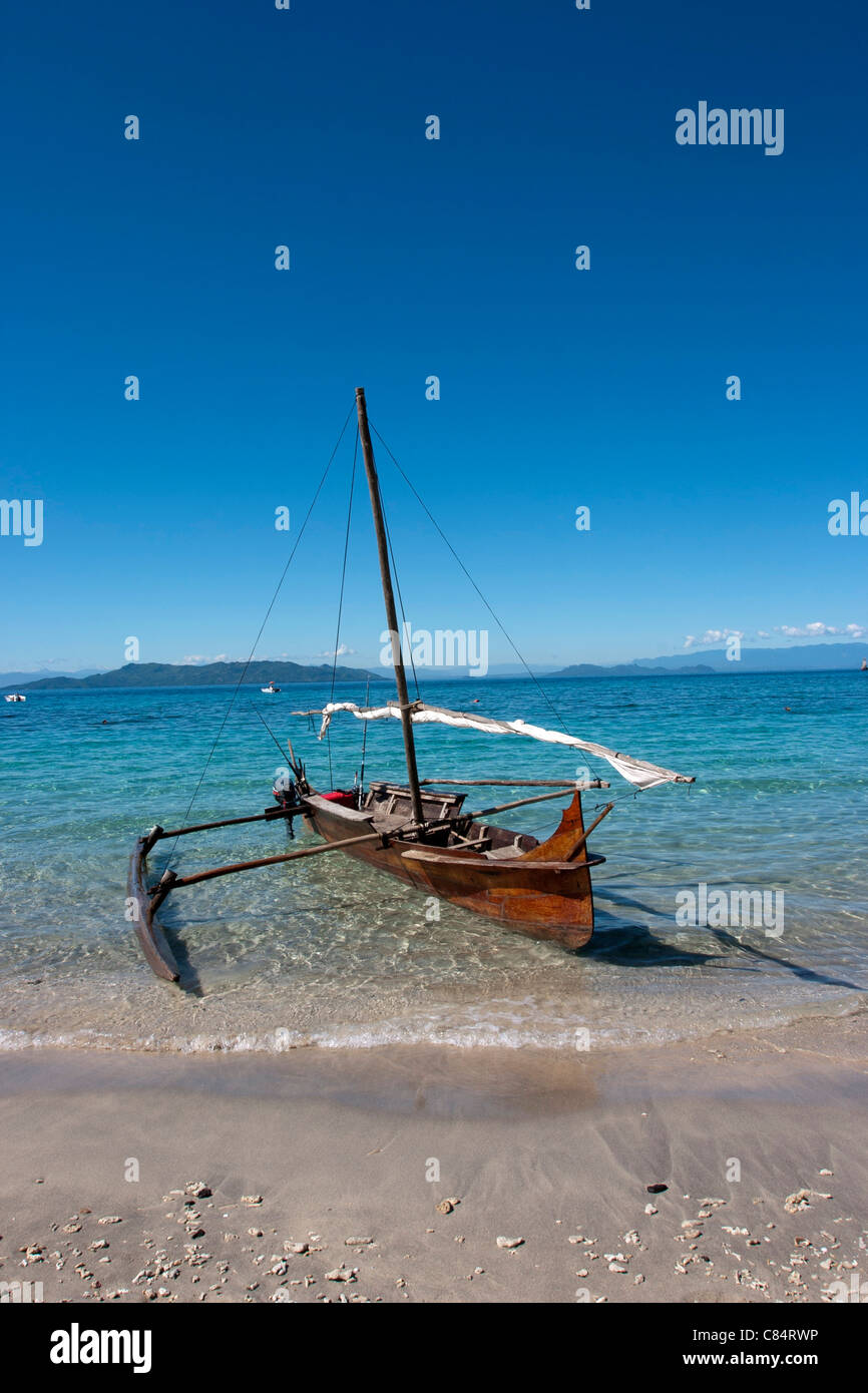 Typical Malagasy sailing wood boat in Indian Ocean Madagascar Nosy ...