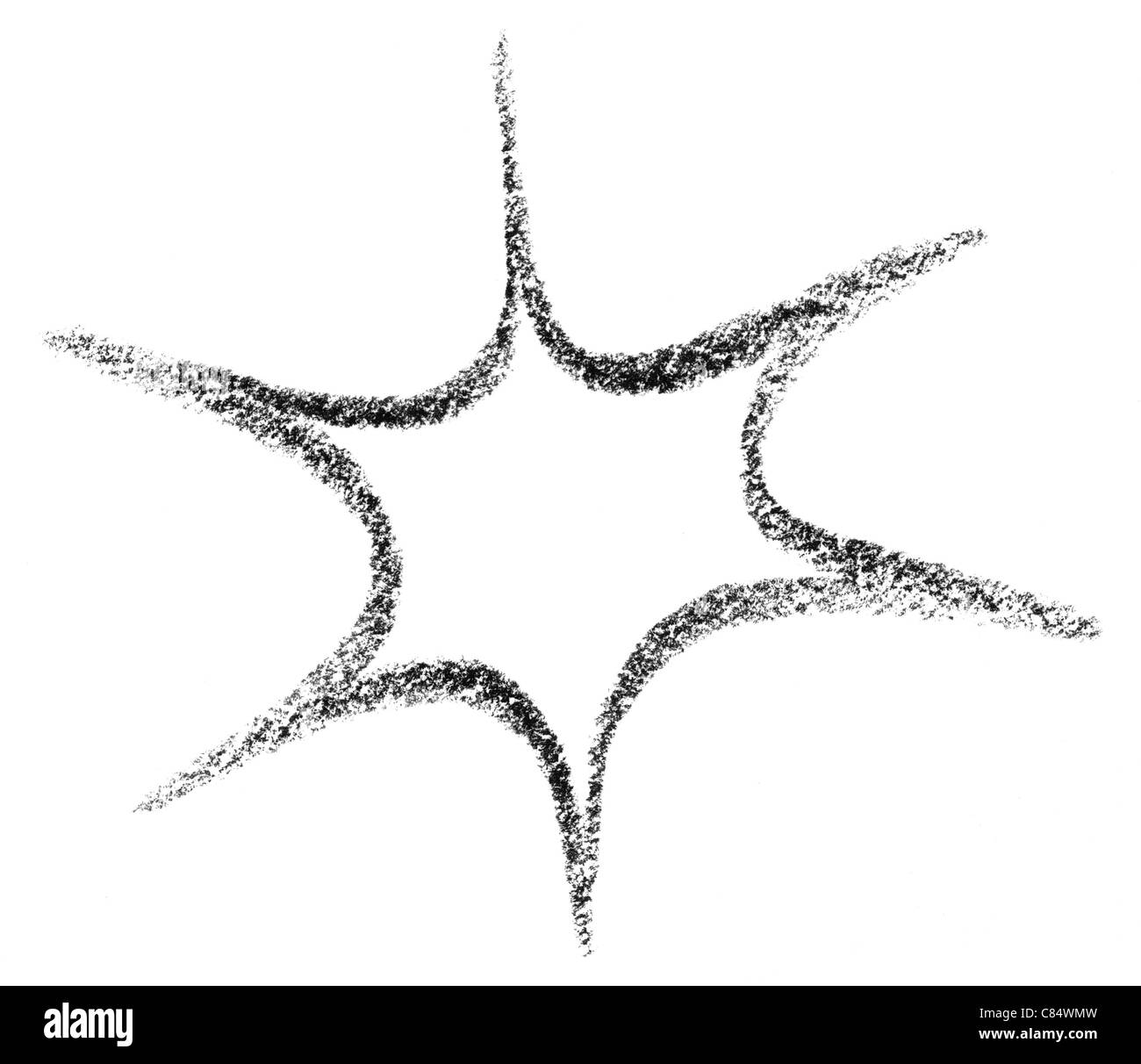 crayon painted star or flash in white back Stock Photo - Alamy