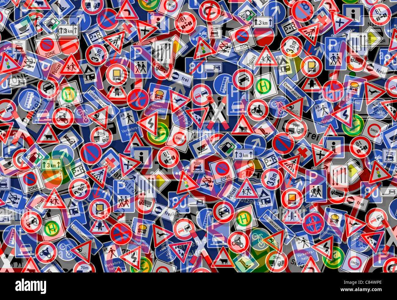 traffic and order theme showing a collage with lots of various german ...