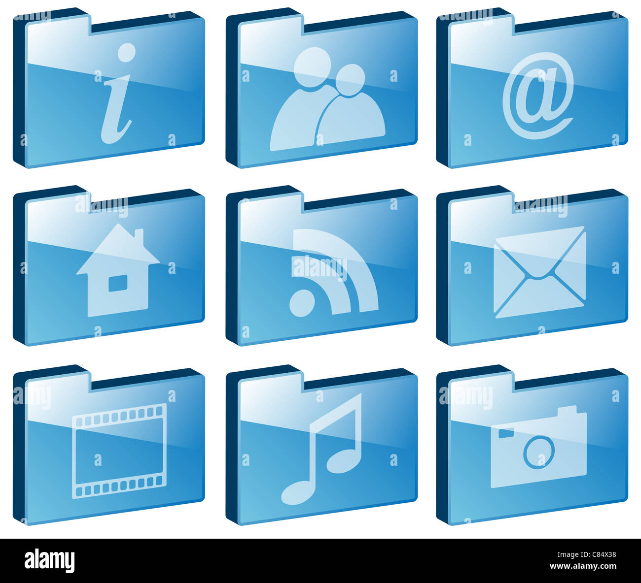 Set of Blue Folder Icons Isolated on white Stock Photo - Alamy