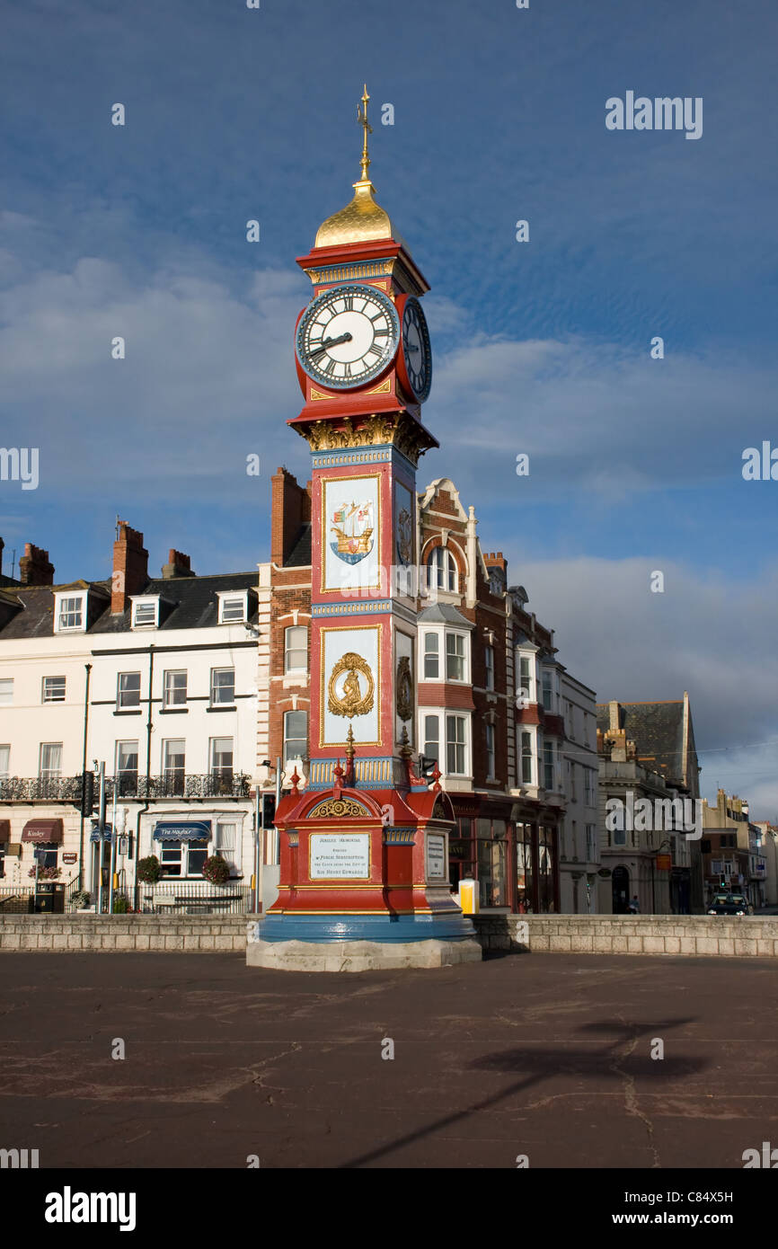 Jubilee clock tower on the esplanade in Weymouth, Dorset, England Stock ...