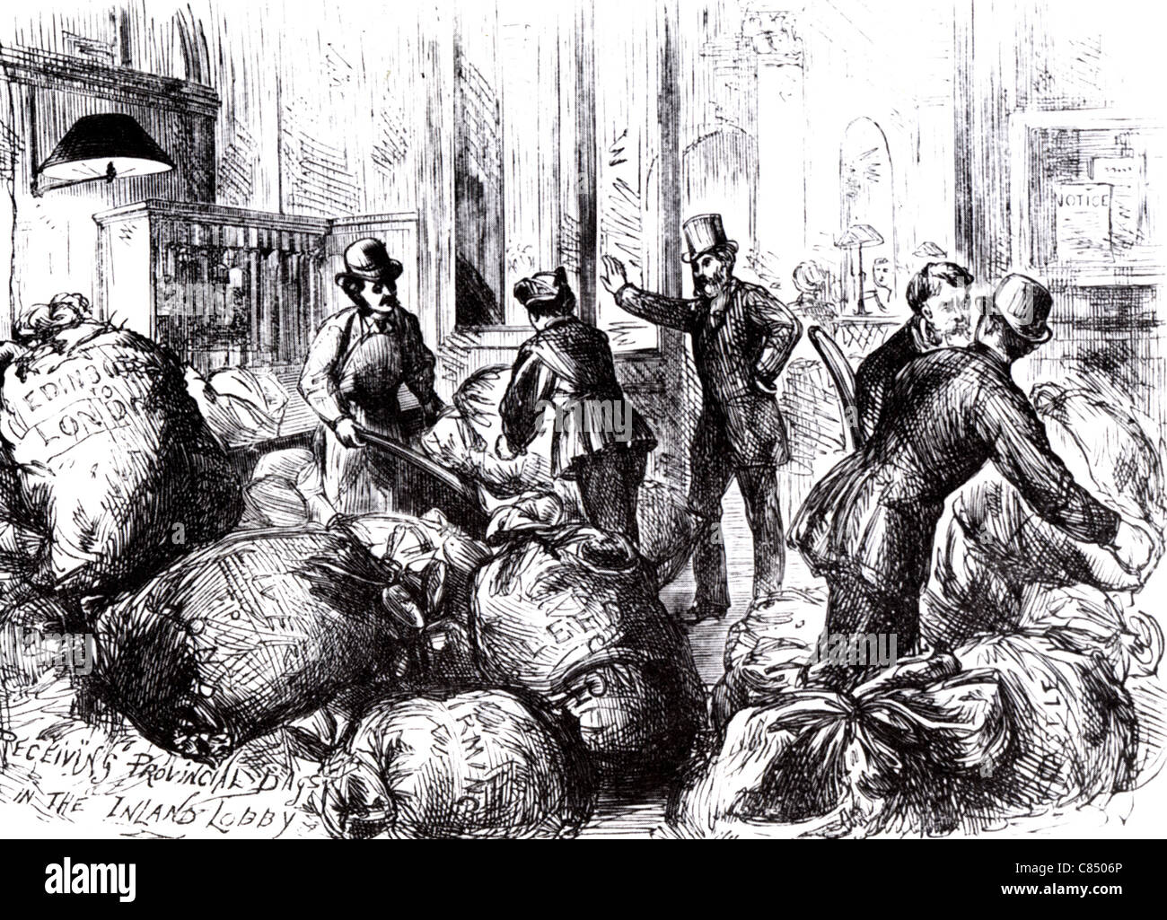 LONDON POST OFFICE sorting room about 1850 Stock Photo - Alamy