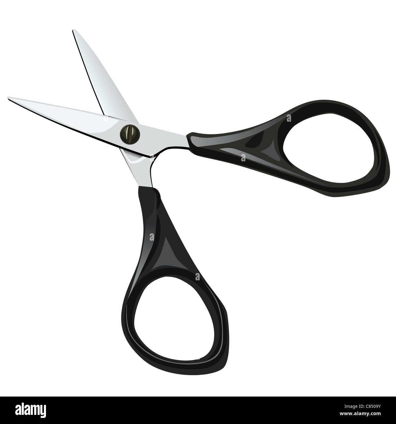 stationery short scissors with black plastic handle Stock Photo - Alamy