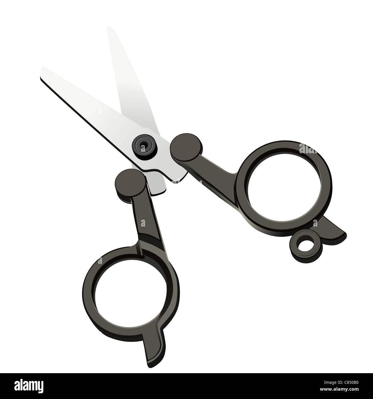 stationery short scissors with black plastic handle Stock Photo - Alamy