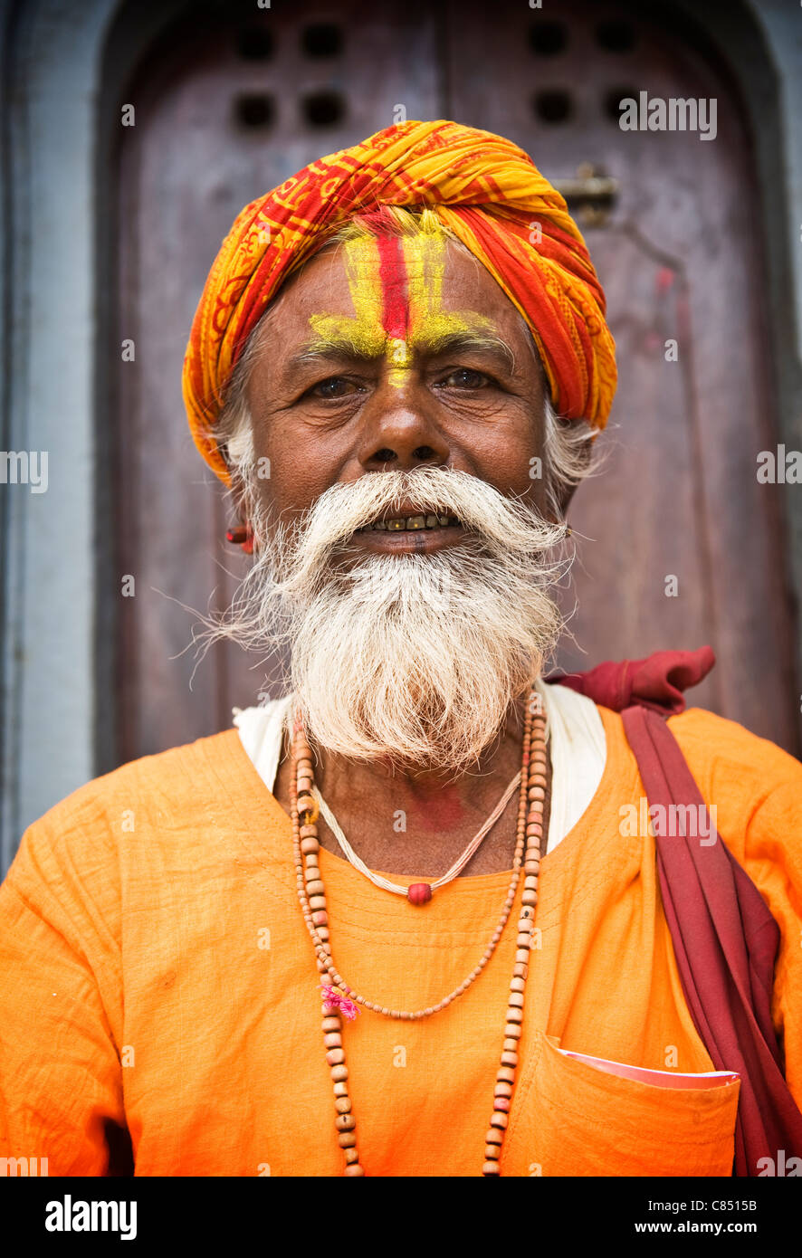 A sahu poses for the camera in Durbar Square, Kathmandu, Nepal, Asia ...