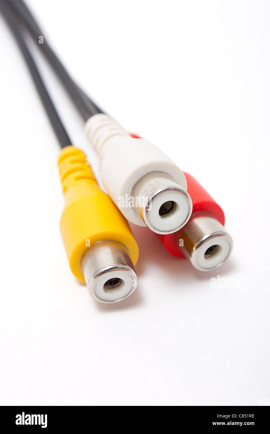 Audio-video triphasic connector Stock Photo - Alamy