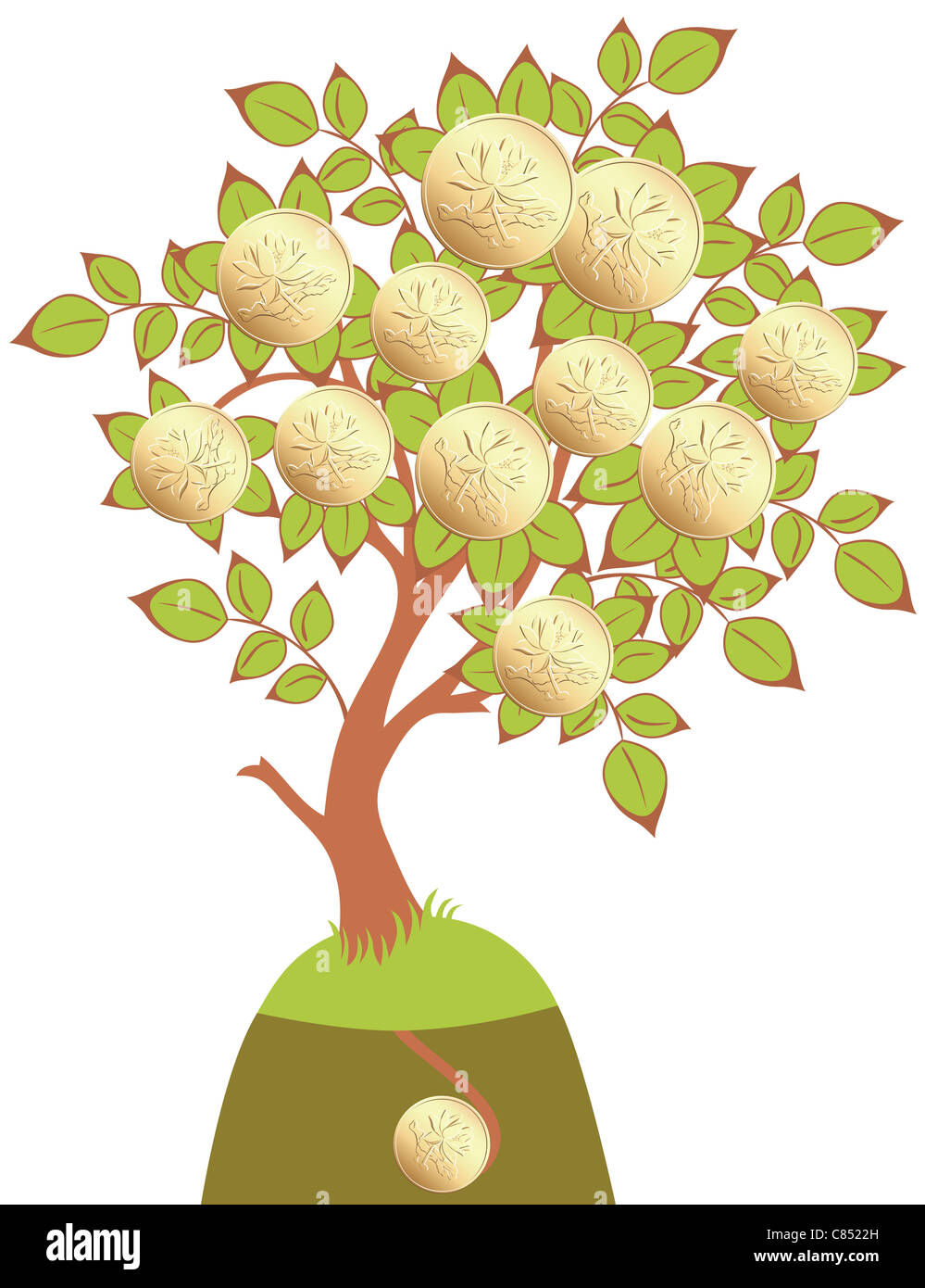 stylized Money Tree isolated on white background Stock Photo - Alamy