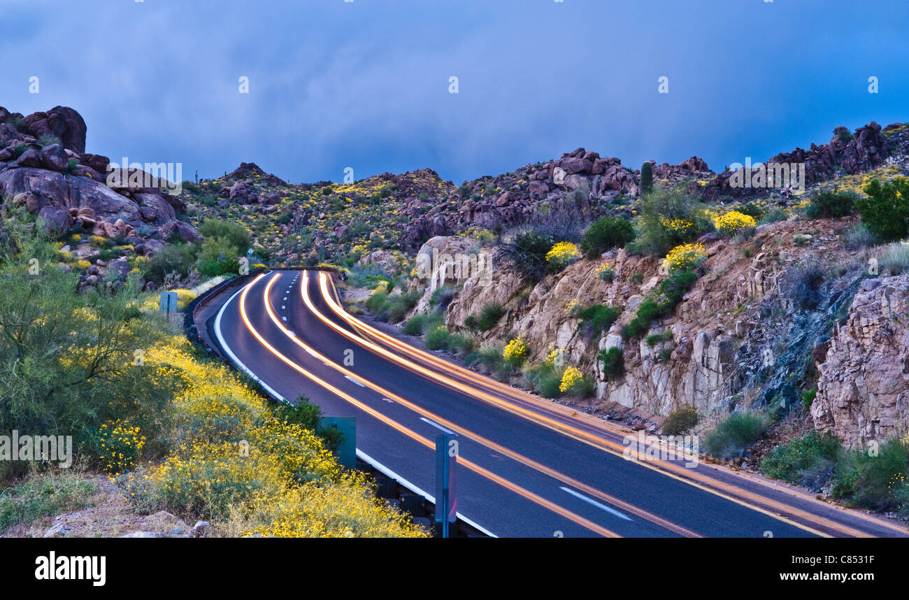 Long exposure with auto headlights and taillights on the beeline ...