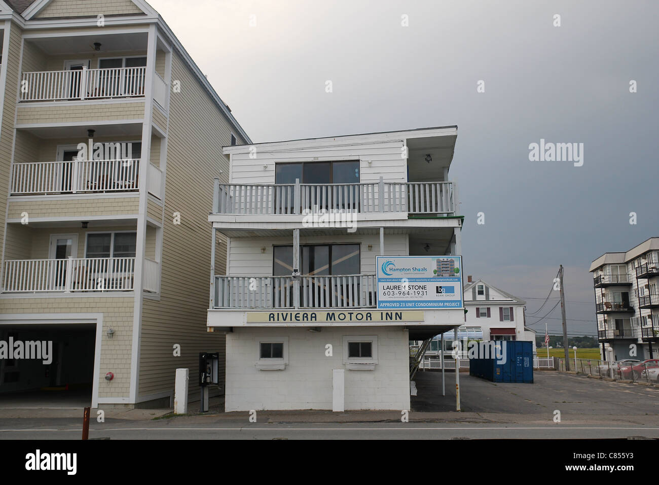 A motor inn in the seaside town of Hampton Beach, New Hampshire, United ...