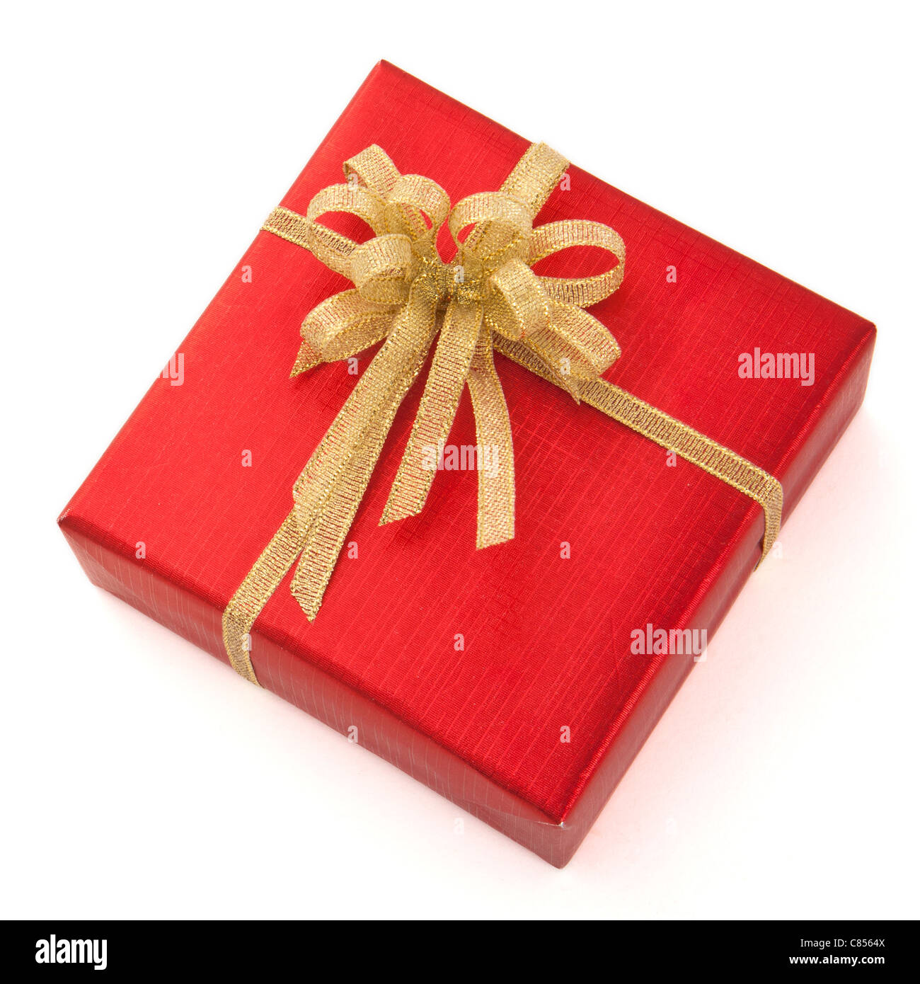 Red gift box over white background Stock Photo - Alamy