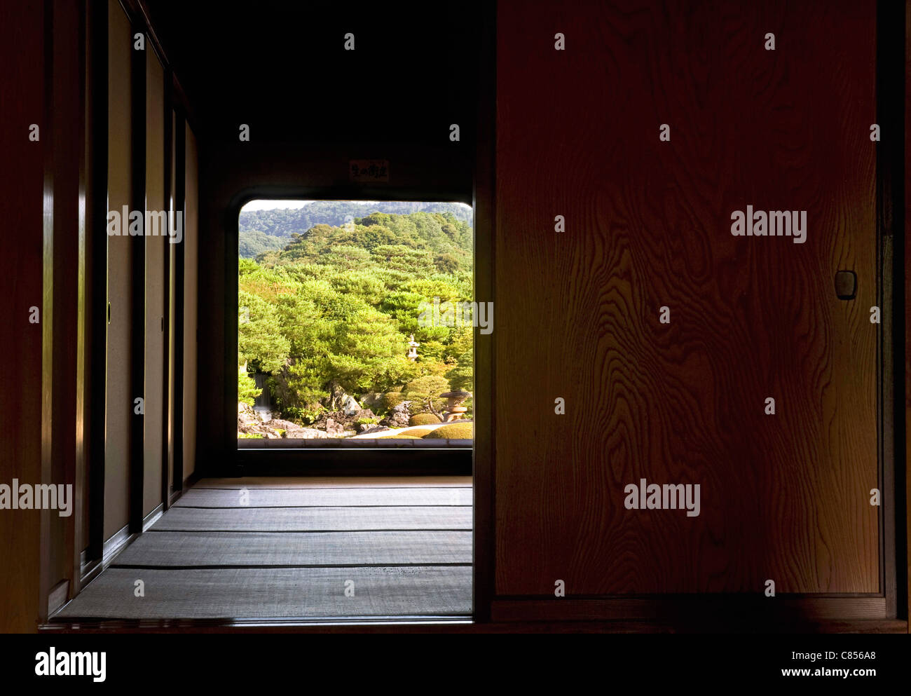 Photo shows the Japanese garden at the Adachi Museum of Art in Yasugi ...