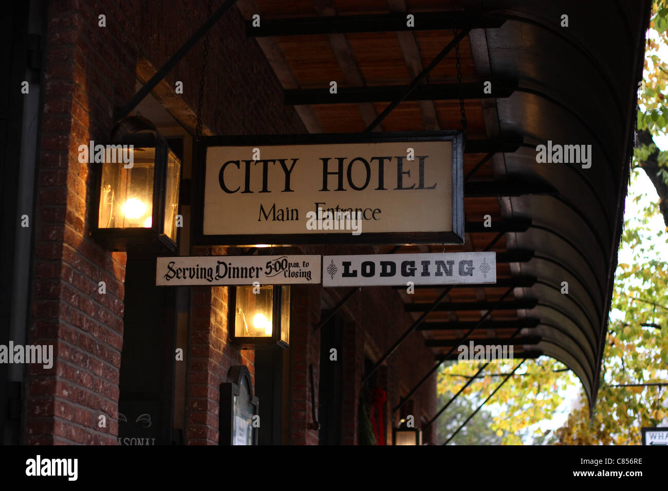 City Hotel sign. Columbia State Historic Park, Columbia, Tuolumne ...