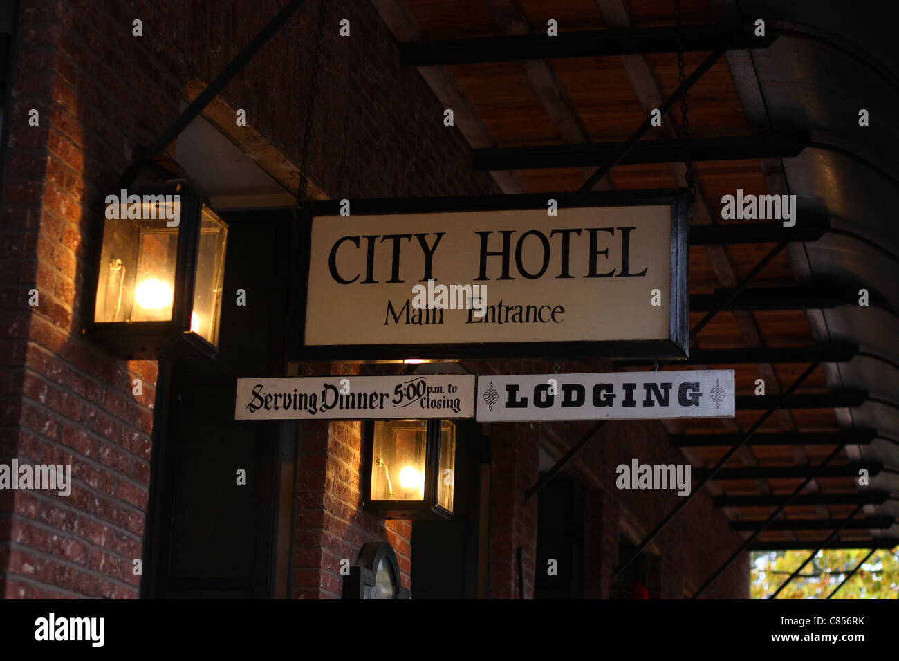 City Hotel sign. Columbia State Historic Park, Columbia, Tuolumne ...