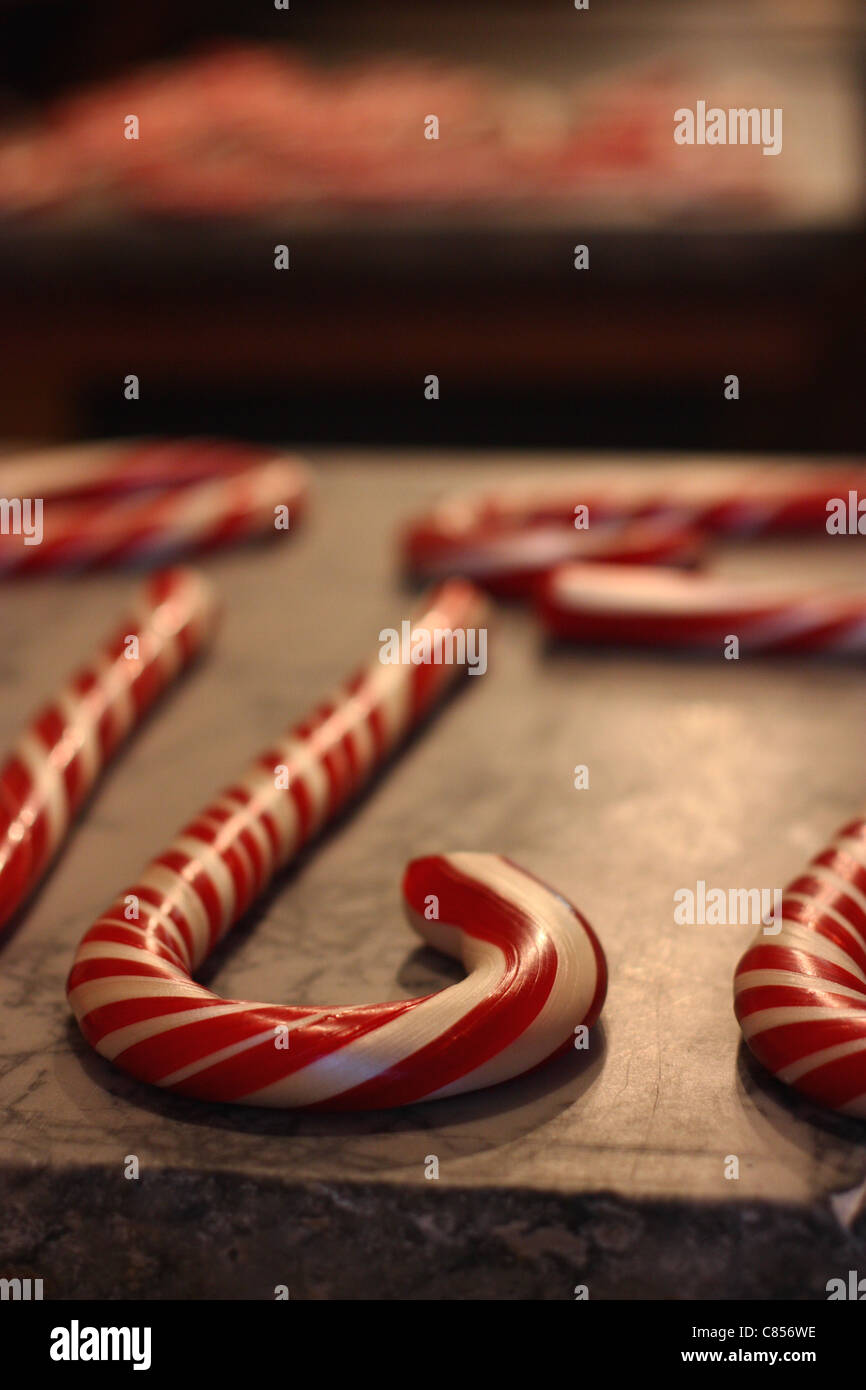Handmade candy canes in a candy store. Columbia State Historic Park ...