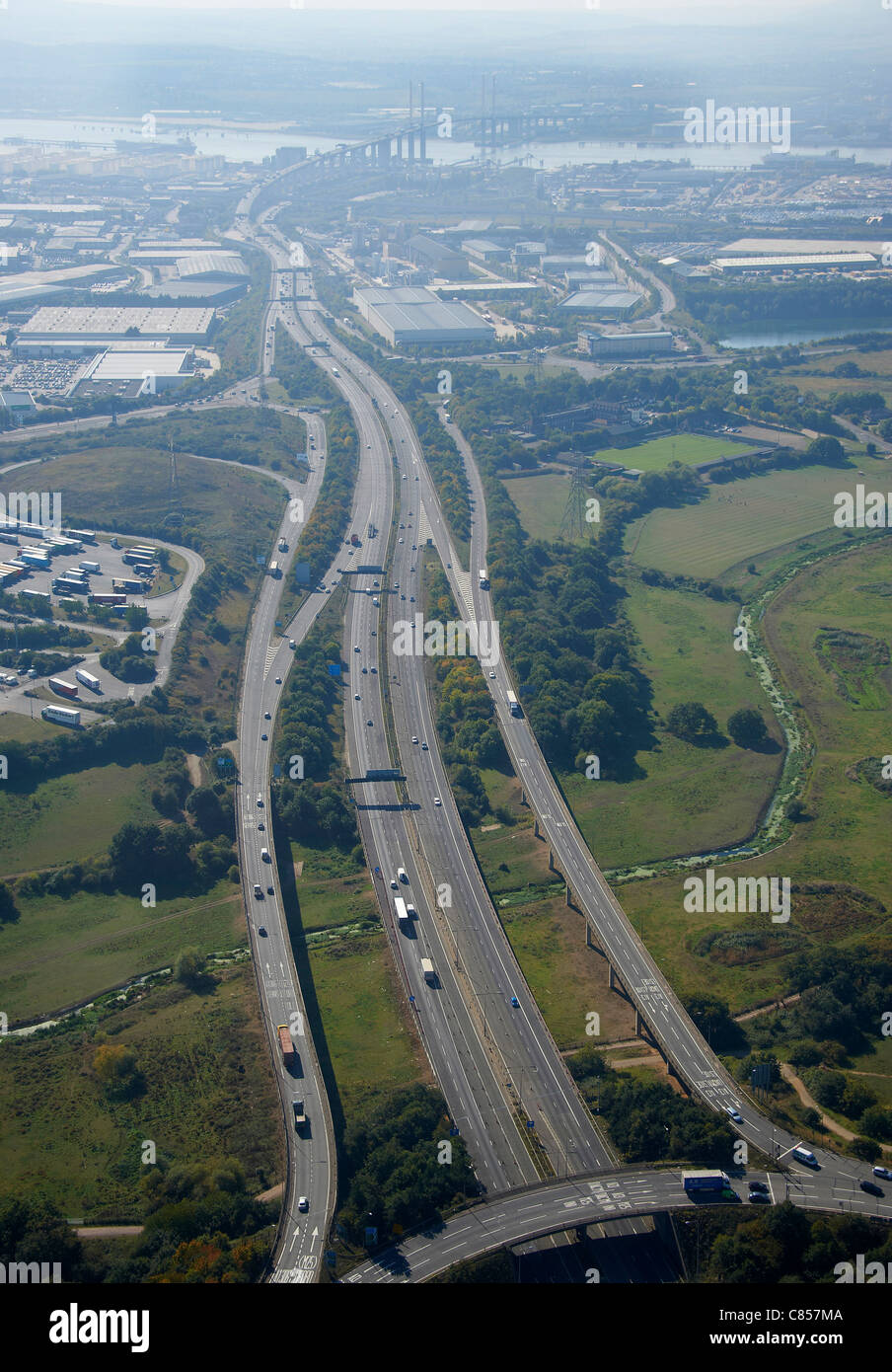 Aerial motorway intersection uk High Resolution Stock Photography and ...