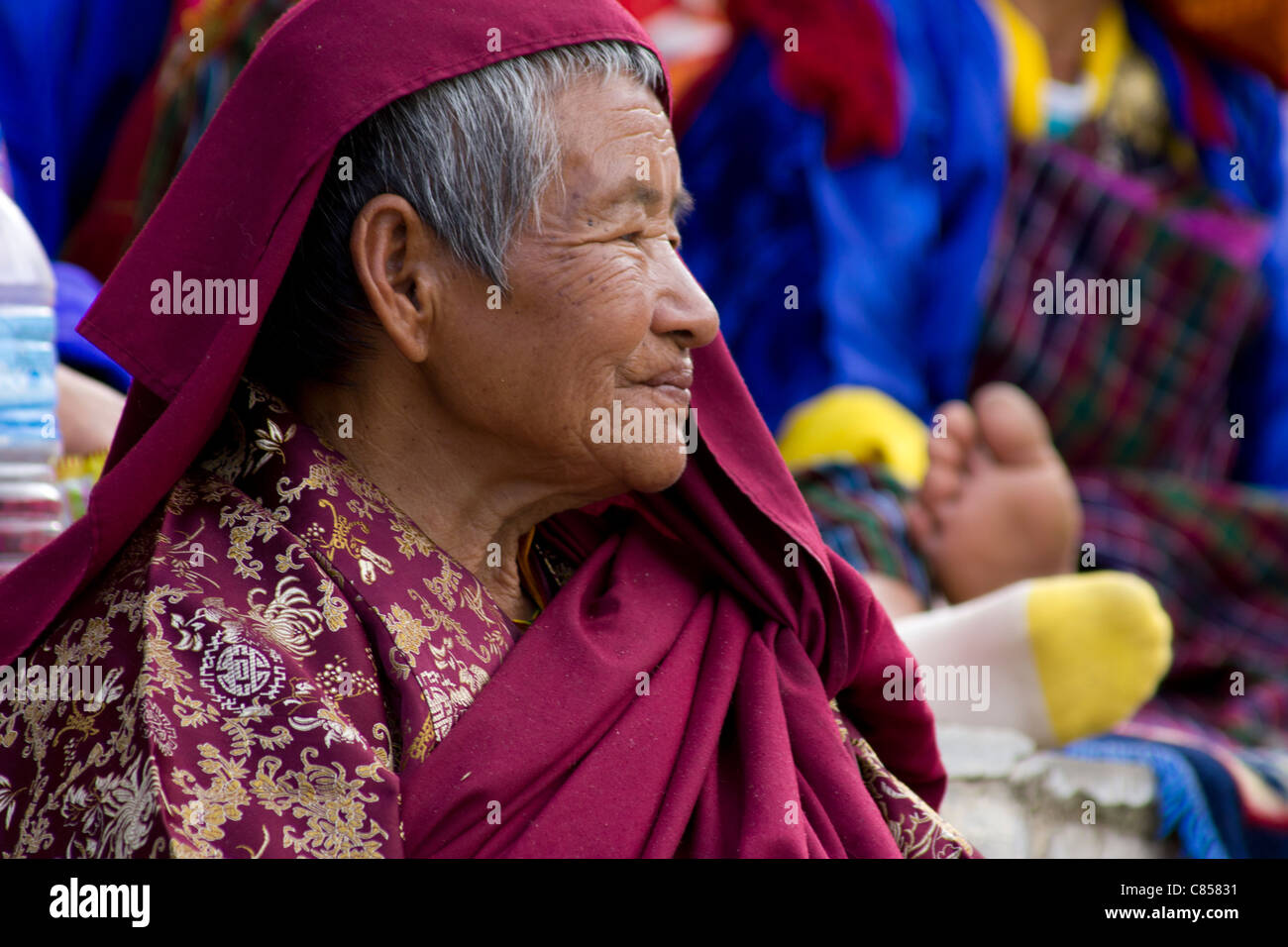 Old Bhutanese lady at Thimphu festival Stock Photo - Alamy