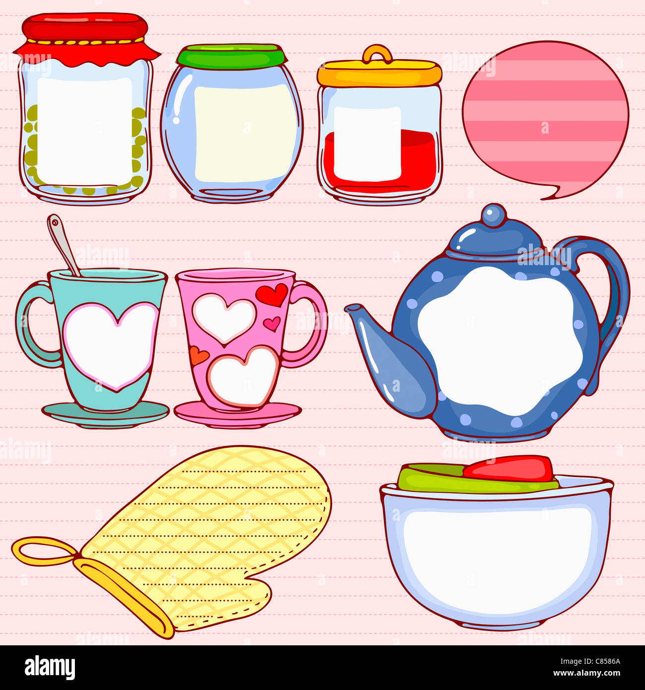 Various types of memo with containers Stock Photo - Alamy