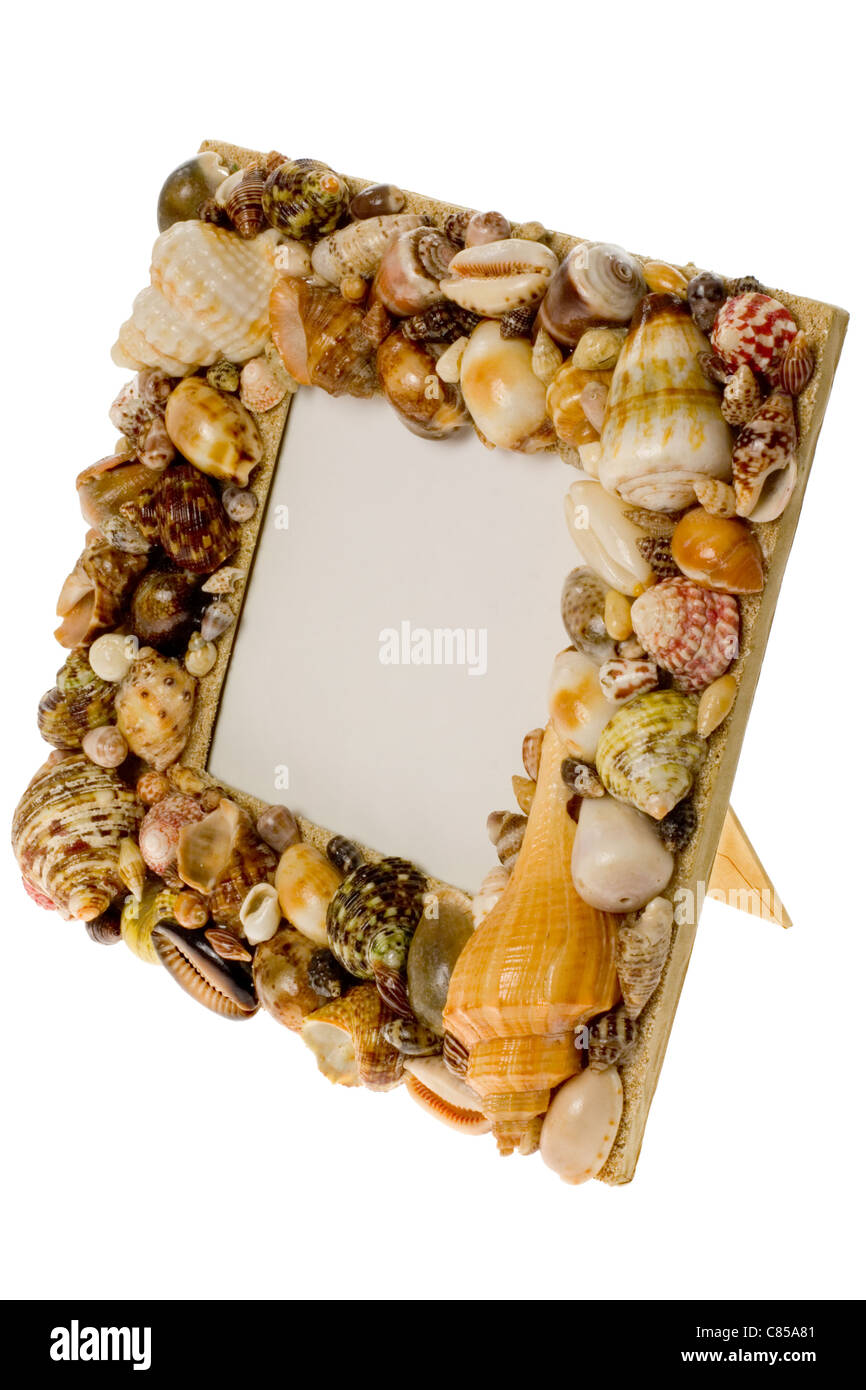 Frame made from seashells isolated on white background Stock Photo - Alamy
