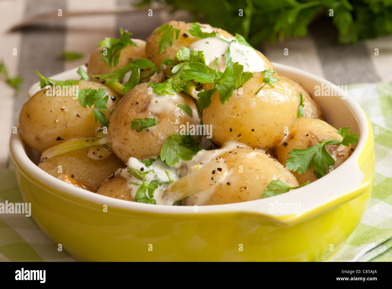 Creamy minted potatoes Stock Photo - Alamy