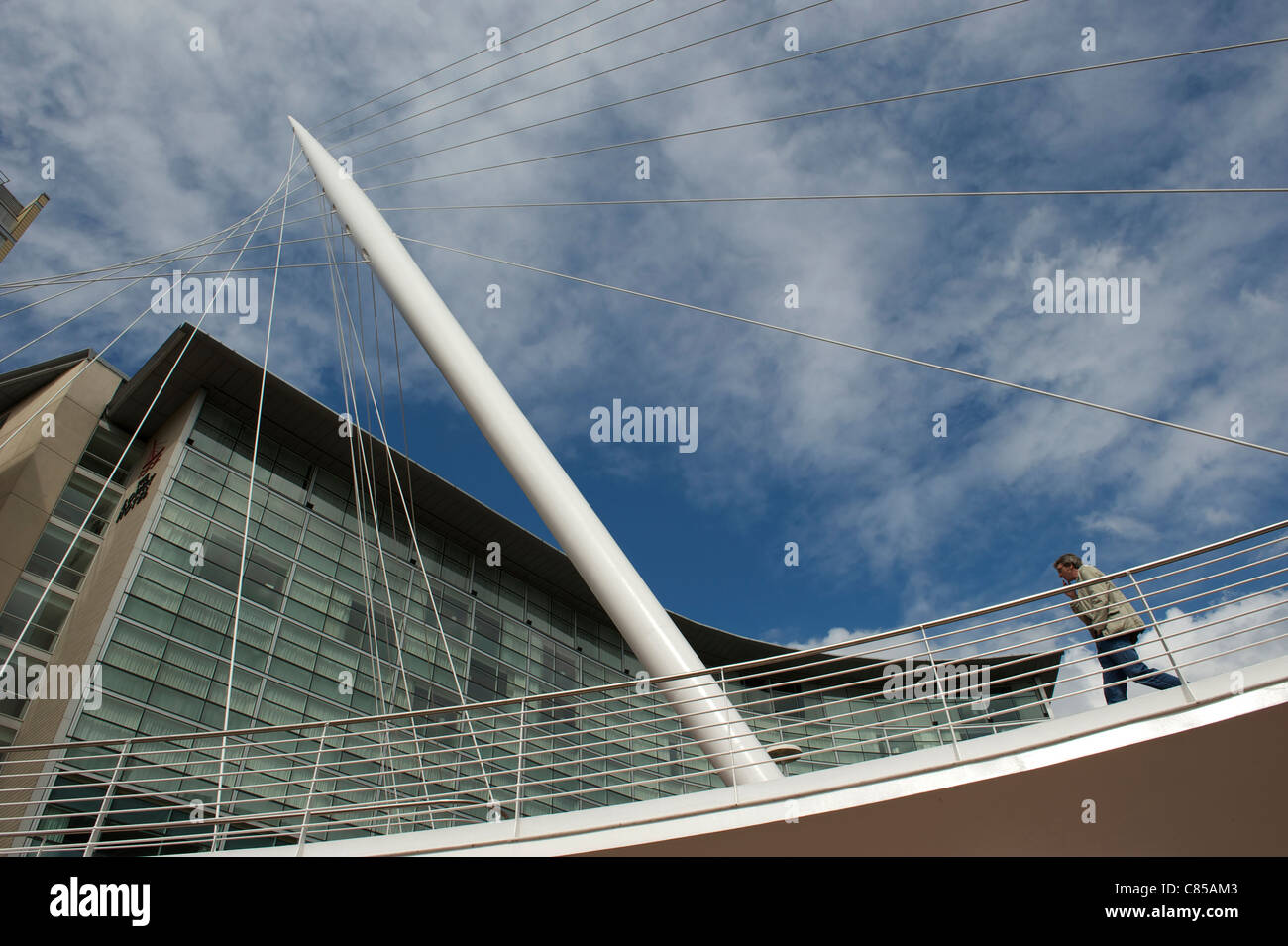 MANCHESTER'S TRINITY BRIDGE designed by Santiago Calatrava Stock Photo ...