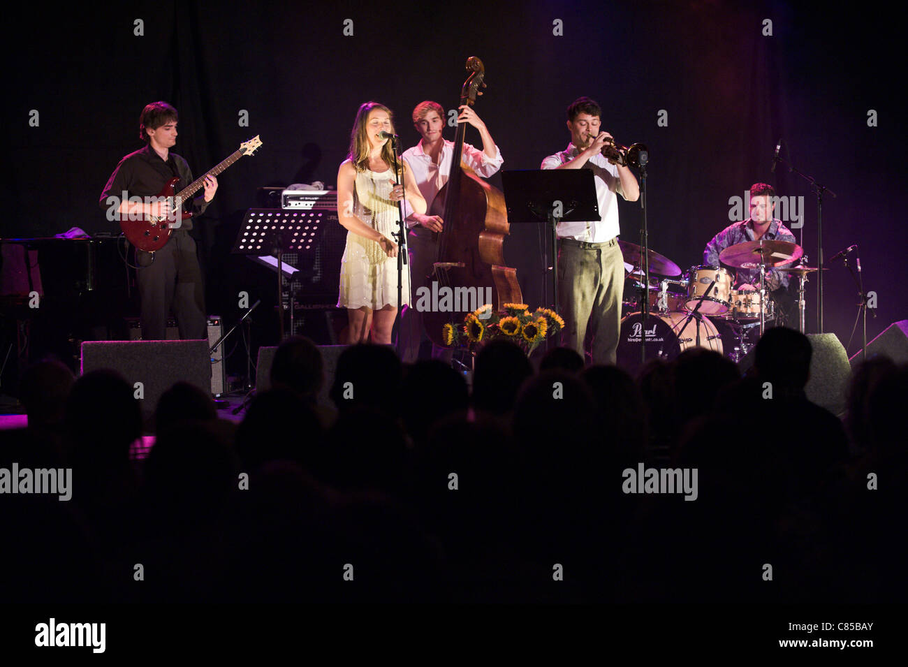 Emily Wright Project jazz singer performing on stage at Brecon Jazz ...