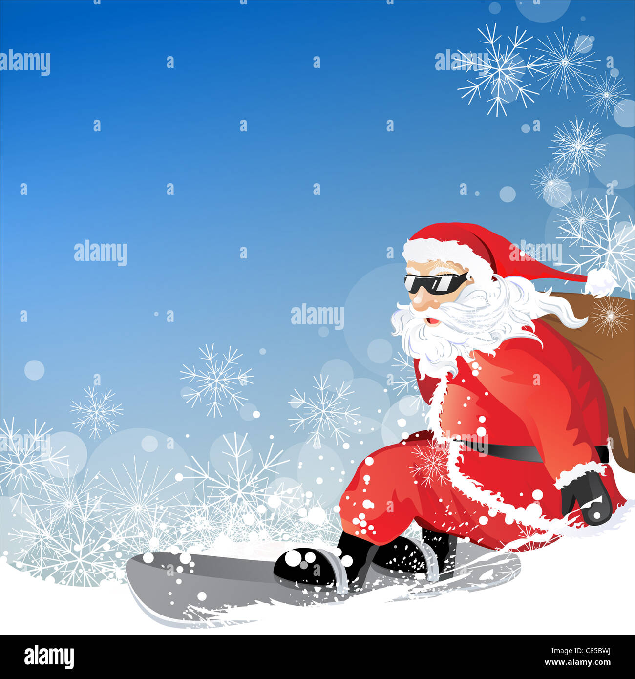 Santa on snowboard Stock Photo - Alamy