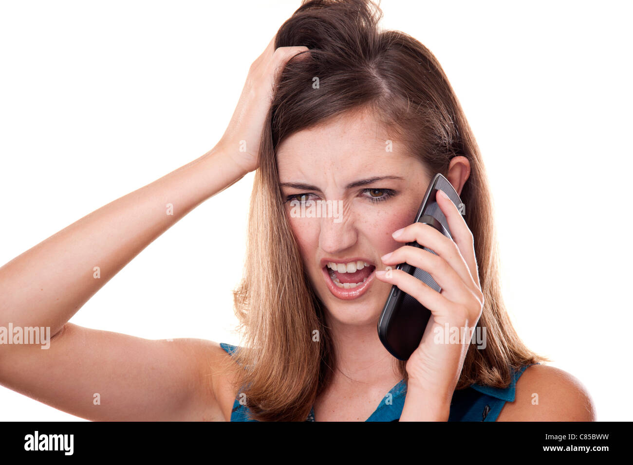 young woman angry on a phone call Stock Photo - Alamy