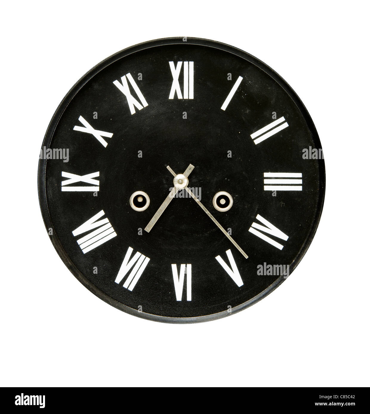 black clock dial isolated on white Stock Photo - Alamy
