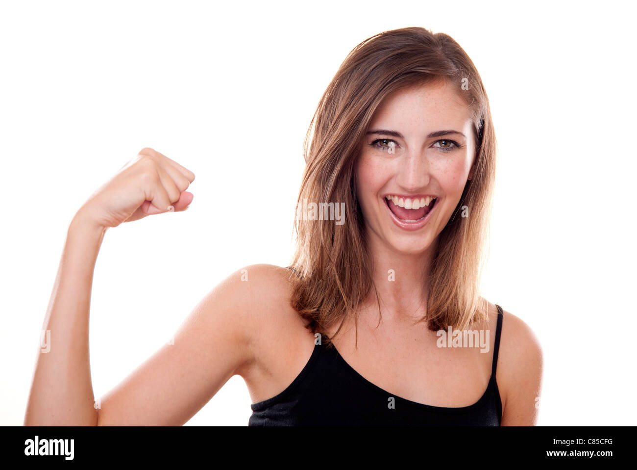 young woman cheerful winner Stock Photo - Alamy