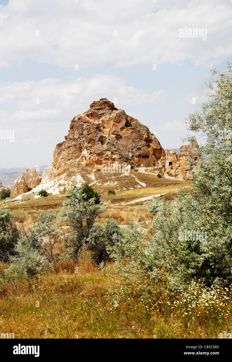 Portrait landscape in Cappadocia Turkey of sandstone formation in ...